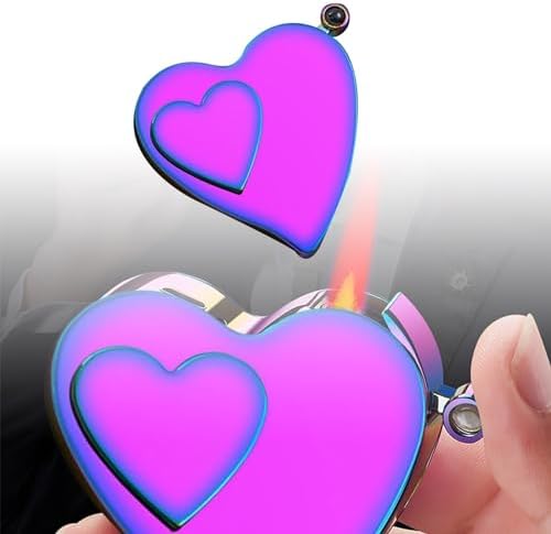 Heart Shaped Lighter, Rechargeable Dual-Use Red Flame Jet Torch, Micro ...