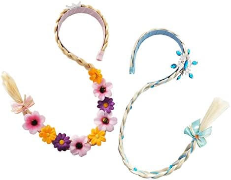 Amazon.com: 2Pcs Long Braided Wigs Princess Hairpiece Elsa Wig Braid ...