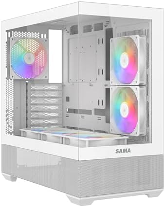 Computer Case SAMA V40 Mid Tower Case, 6 Pre-Installed 120mm ARGB PWM ...