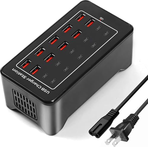 Amazon.com: USB C Charger Block 100W USB C Charging Station, 20Port ...