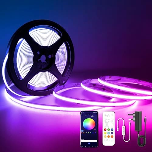 TTWAY 24V COB RGB LED Strip, Smart COB LED Strips 5M, Tape Lighting ...