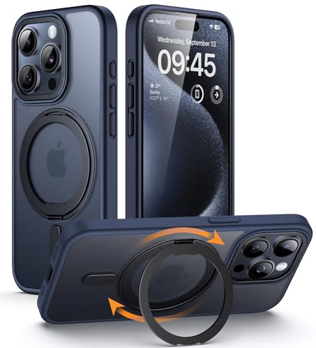 simptech 360Rotatable Magnetic Stand for iPhone 15 Pro Max Case[Magsafe Compatible ] [Military ...