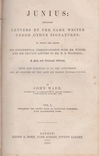 The Letters of Junius: Volume One: unknown author: Amazon.com: Books
