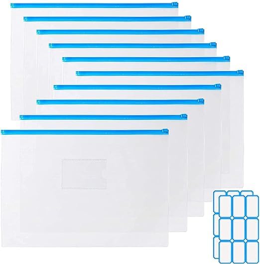 Zip File Folders Zipper Pouch Bags,10 Pcs Document Bags in Blue Colors ...