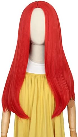 Amazon.com: Missuhair Kids Child Wig Long Straight Red Hair Wig Center ...