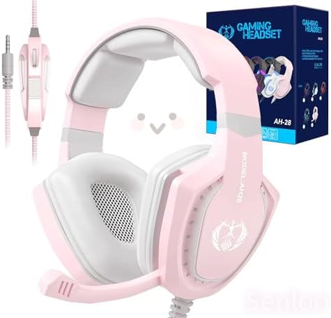 Amazon.com: Bocodow Pink Gaming Headset for Girls Women with Microphone ...