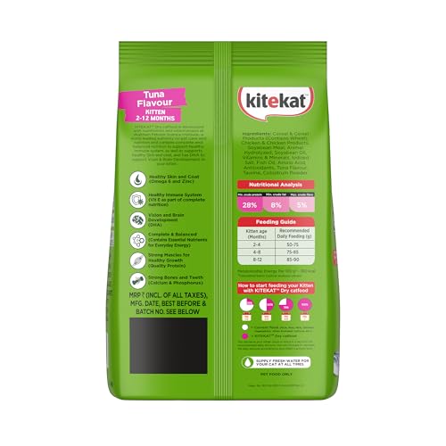 Kitekat Kitten (2-12 Months) Dry Cat Food, Tuna Flavour, 1 kg, Complete ...