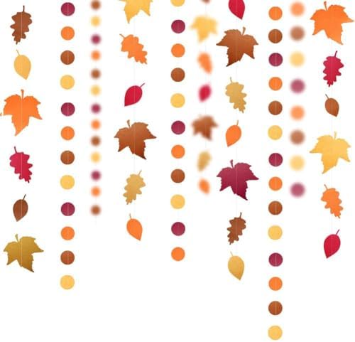 Amazon.com: Cheerland Fall Garland Maple Leaf Polka Dots Banner ...