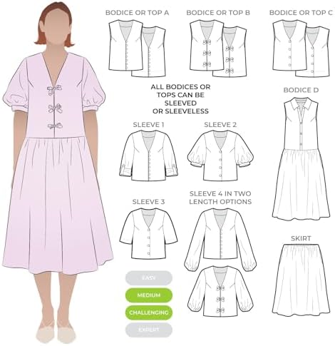 Style Arc Sewing Pattern - Zalia Woven Top and Dress (Sizes 10-22 ...