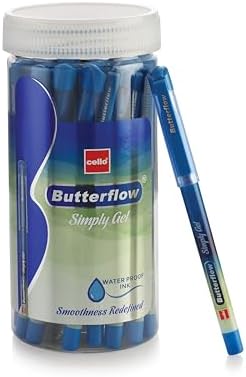 Cello Butterflow Simply Gel Pen Set | Pack of 25 Gel Pens | 19 Blue, 4 ...