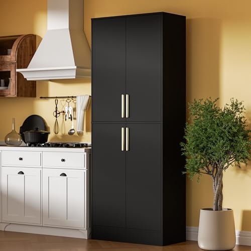 Amazon.com: DIYART Black Pantry Cabinet, 71" Tall Kitchen Pantry ...