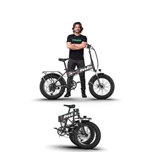 EMotorad Doodle Pro Fat-Tire Foldable Electric Mountain Bike – 250W Rear Hub Motor, 12.75Ah ...