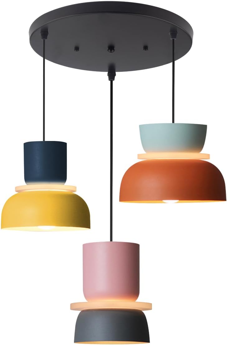 Qufute Nordic Modern Pendant Light Macaron Color Mid Century Hanging ...