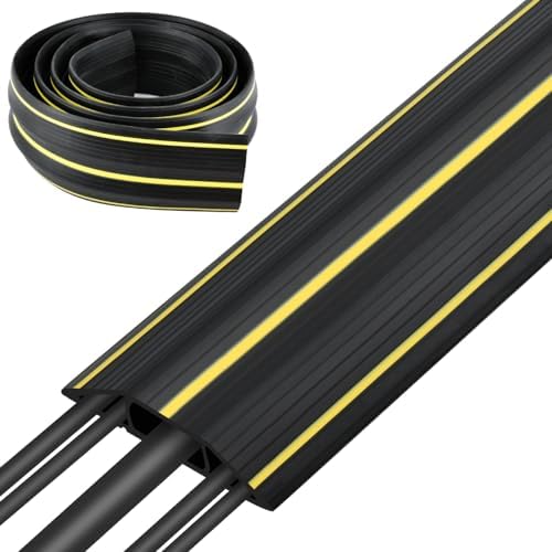 Floor Cable Protector 2m Rubber Floor Cable Cover with 3 Cord Channels ...