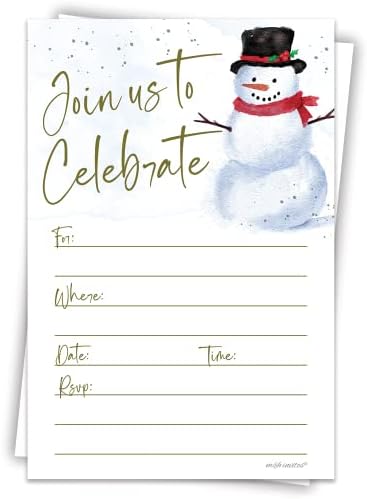 Amazon.com : Christmas Invitations - Snowman Holiday Party Invitations ...