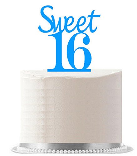 Amazon.com: Sweet 16 Blue Birthday Party Elegant Cake Decoration Topper ...