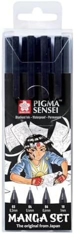 Amazon.com : Sakura Pigma Sensei manga set | 4 sizes, black (POPIGSEN4 ...