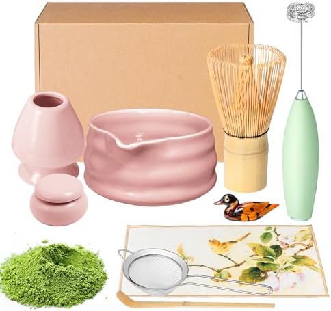 Matcha Whisk and Bowl Set, Matcha Making Kit, Bowl with Spout, Sieve ...