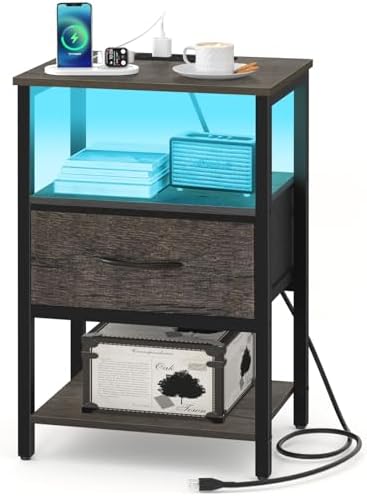 Amazon.com: Yoobure End Table with Charging Station, Narrow Side Table ...