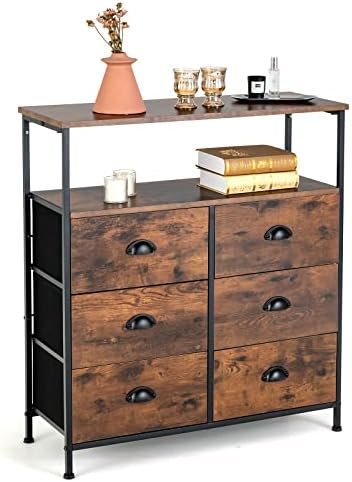 Amazon.com: LOKO 6 Drawer Dresser for Bedroom, Rustic Dresser Organizer ...