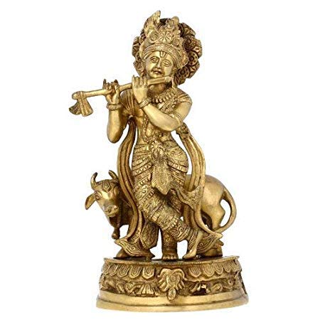 Vrindavan Shopi 8 Metals Ashtadhatu Cow Idol/Lord Krishna