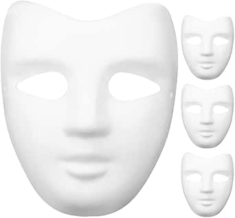 Amazon.com: Cabilock DIY Full Face Masks - 4PCS Paintable White Plain Masks, Paper Mache Art ...