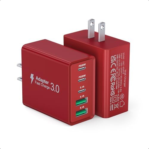 Amazon.com: 2Pack USB C Fast Charger Block,50W 5-Port Type C Wall ...