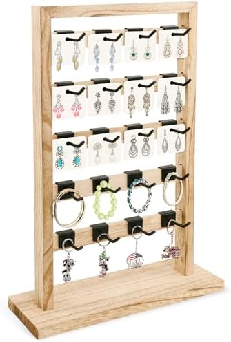 Amazon.com: Fumingpal Wood Rotating Jewelry Display Stand, Wooden ...