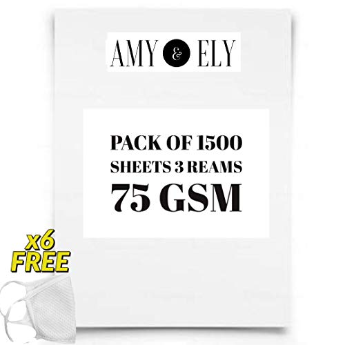 AMY & ELY™ 1500 A4 Size Plain White Color 75 GSM Multipurpose Papers ...