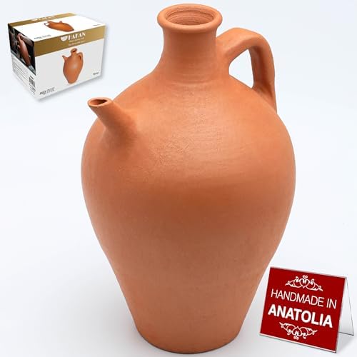 Amazon.com: Hakan Handmade Traditional Unglazed Clay Pitcher with Spout ...