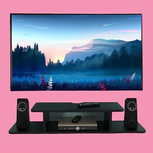 PNDG Wall Hanging Tv Set up Box Holder/Wooden Set Top Box Stand for LED ...