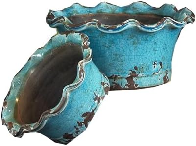 Amazon.com: Napa Home & Garden Decorative Ceramic Low Bowls, Turquoise ...