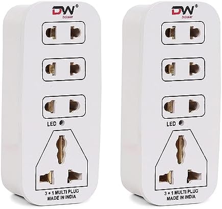 Digiway 3 + 1 Multiplug with LED Indicator, 4 Universal sockets (Beige ...
