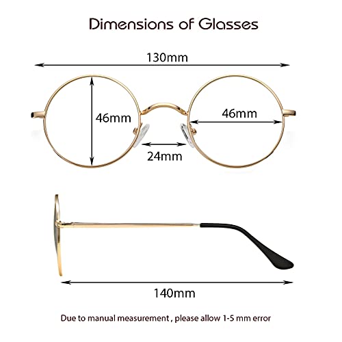 Buy 2 Pack Retro Small Round Glasses with Clear Lens, Braylenz Unisex ...