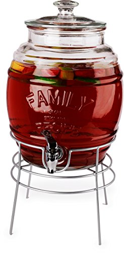 Circleware 67067 Family Recipe Glass Beverage Dispenser with Stand, Fun ...