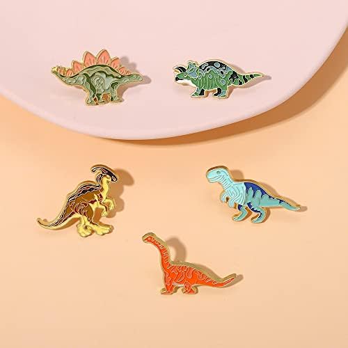 Amazon.com: Cute Dinosaur Enamel Brooch Pin Set Kawaii Cartoon Animal ...