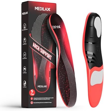 Amazon.com: Medilax High Arch Support Insoles (220+lbs) for Men Women ...