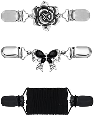 Amazon.com: 3 Pcs Sweater Clips Vintage Elastic Shawl Cardigan Collar ...