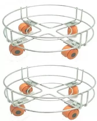 MJE Stainless Steel Cylinder Trolley with Wheels Gas Roller Trolly Lpg ...