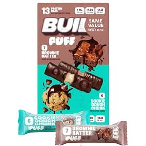 Amazon.com : Puff Protein Bars Variety Pack (13 Count.) Brownie Batter & Cookie Dough Chunk ...