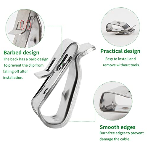 LALAGO Pack of 50 Cable Clips, Stainless Steel Cable Clips, Cable Clips ...