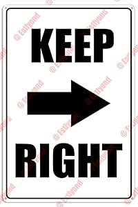 Amazon.com: Estiyond Aluminum Signs, Keep Right Arrow Caution Outdoor ...