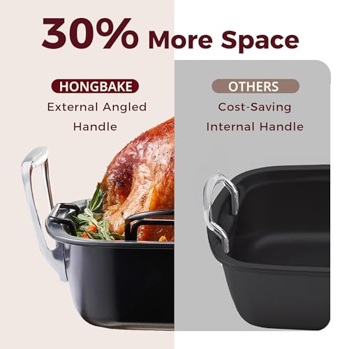 HONGBAKE Nonstick Extra Large Turkey Roasting Pan with Rack