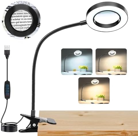Amazon.com: Magnifying Glass lamp, Dylviw 2X Magnifier Light with Metal ...