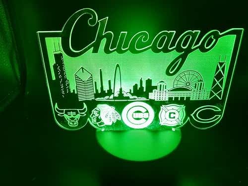Amazon.com: Edge Lit Sign Chicago Teams, Table Light, Night Light ...