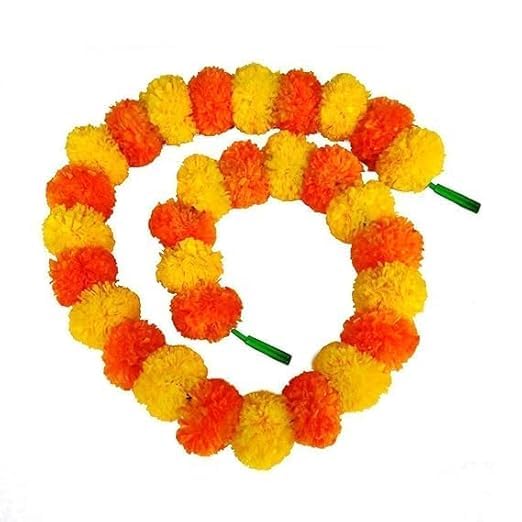 Buy ME-ONE Marigold Fluffy Flowers Garlands Phool Mala Diwali ...