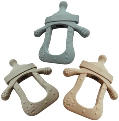 Amazon.com : 3 Pack Teether for Baby 100% Food Grade Silicone Baby ...