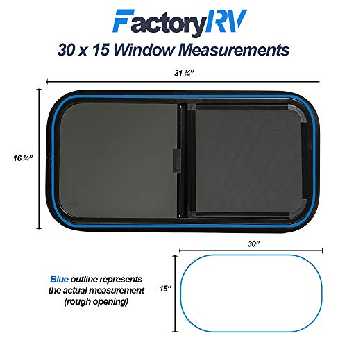 ToughGrade Horizontal Sliding Black RV Window 30" X 15" X 1 1/2 ...