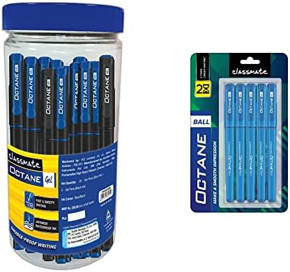 Classmate Octane Gel Pen (Blue & Black)- Pack Of 25 + 10 Gel Refills ...