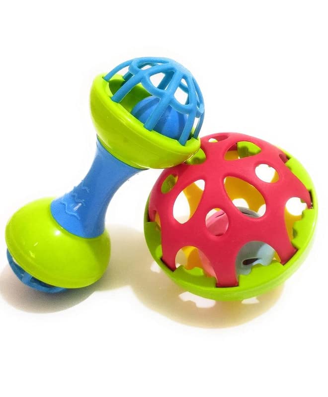OMETER Soft Plastic Rubber Body Rolling Hand Bell Ball Baby Rattle Toy ...